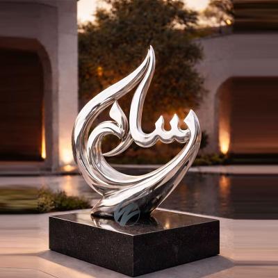 China Arabic Inspired LOVE Stainless Steel Mirror Sculpture 180cm Custom Size for Luxury Garden Decor for sale