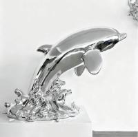 China Stainless Steel Dolphin Sculpture Life Size Polished Finish Customizable 1 Set for sale