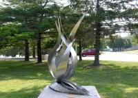 China Matt Finish Stainless Steel Lotus Flower Sculpture 180cm Outdoor Garden Art for sale