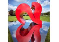 China Red Painted Stainless Steel Heart Sculpture 2.5m Modern Garden Decoration for sale