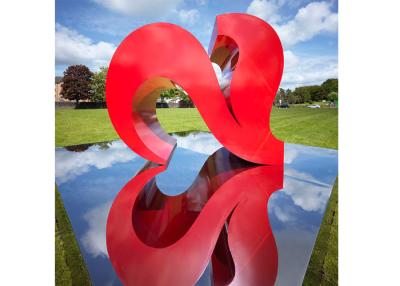 China Red Painted Stainless Steel Heart Sculpture 2.5m Modern Garden Decoration for sale