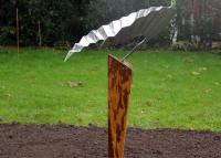 China Free Standing Stainless Steel Abstract Garden Sculpture 150 cm Outdoor Decoration for sale