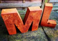 China Corten Steel Garden Art Sculpture Rusty Metal Letter Outdoor Decoration 100cm for sale
