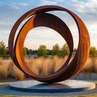 China Custom Corten Steel Garden Decoration Rings 180cm Height Rust Finish for sale