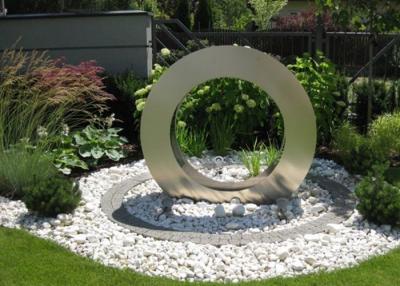 China 120cm Ring Shape Stainless Steel Garden Fountain with Mirror Polish Finish - Custom Water Feature Sculpture for sale