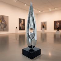 China Mirror Polished 316L Stainless Steel Sculpture 200cm H Static Edition for Garden Decor for sale