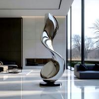 China Large Mirror Spiral Sculpture 304 Stainless Steel Outdoor Garden Art Statue for Luxury Hotel Decor for sale