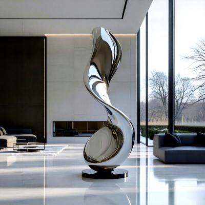China Large Mirror Spiral Sculpture 304 Stainless Steel Outdoor Garden Art Statue for Luxury Hotel Decor for sale