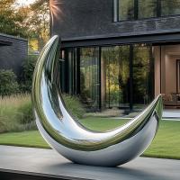 China Modern Garden Decoration Stainless Steel Polished Moon Sculpture 150cm Height for sale