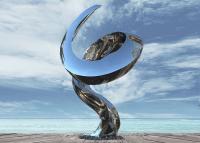 China Stainless Steel Tornado Sculpture 180cm Mirror Polished Metal Art for Urban Landscape for sale
