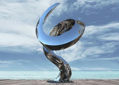 China Stainless Steel Tornado Sculpture 180cm Mirror Polished Metal Art for Urban Landscape for sale