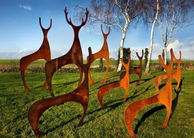 China Corten Steel Deer Sculpture Life Size Garden Decoration for Outdoor Landscape for sale