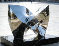 China Custom Stainless Steel Abstract Dolphin Sculpture Polished Finish Life Size 200cm for sale