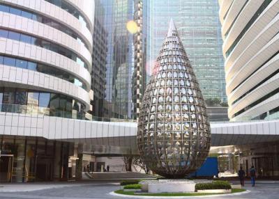 China Polished Stainless Steel Large Outdoor Building Entrance Sculpture 300 cm for sale