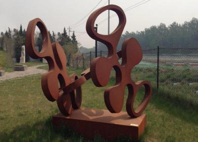 China Contemporary Corten Steel Garden Sculpture Rusty Metal Art Ornament Custom Size for sale