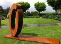 China Commercial Outdoor Corten Steel Ring Sculpture 150cm Diameter Rust Finish Garden Art for sale