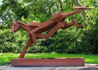 China Public Art Luxury Stainless Steel Outdoor Sculpture Corten Steel Base 200cm for sale
