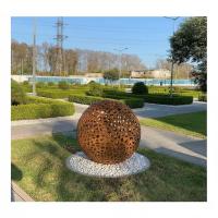 China Corten Steel Sphere Sculpture 100cm 120cm 180cm Rusty Metal Garden Sphere Outdoor Decor for sale