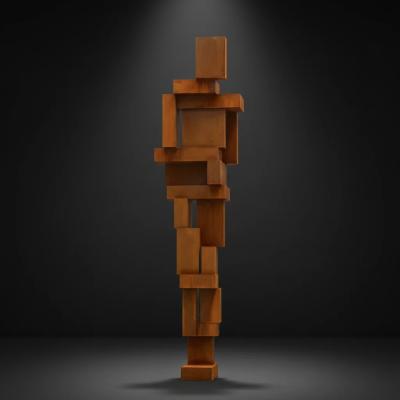 China Corten Steel Cubist Human Sculpture 180cm H Weathering Steel Abstract Statue for Public Art for sale