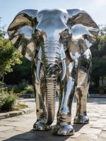 China Stainless Steel Elephant Sculpture Outdoor Large Abstract Decorative Statue Custom Size for sale