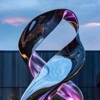 China Garden Decoration Stainless Steel Polished Sculpture with Light 180cm Height for sale