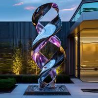 China Garden Decoration Stainless Steel Polished Sculpture with Light 180cm Height for sale
