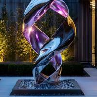 China Garden Decoration Stainless Steel Polished Sculpture with Light 180cm Height for sale