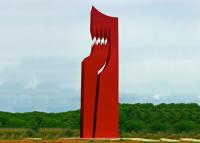 China Large Red Painted Stainless Steel Landscape Sculpture 500cm Height Outdoor Garden Art for sale