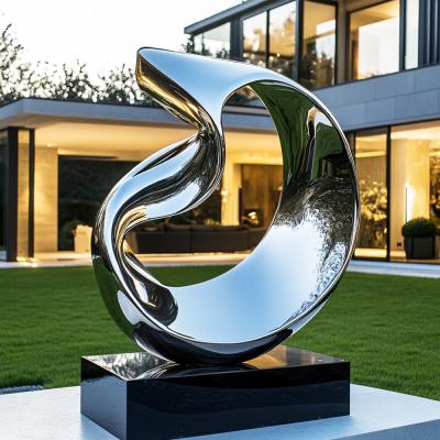 China Outdoor Stainless Steel Polished Eternal Flow Sculpture 180cm Height for Garden Decoration for sale