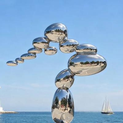 China Luxury Stainless Steel Polished Handmade Outdoor Balance Sculpture 200cm Height for sale