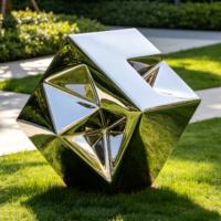 China Custom Stainless Steel Irregular Cube Sculpture Mirror Polish Decorative Art for Plaza Garden 1 Set for sale