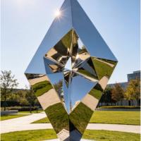 China Custom Stainless Steel Geometric Abstract Sculpture 2m Outdoor Modern Art Decor for Plaza Garden Landscaping for sale