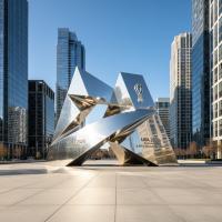 China Custom Mirror Polished Stainless Steel Geometric Monument Sculpture 300cm H for 2026 USA Events for sale