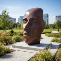 China Modern Large Outdoor Bronze Human Face Sculpture Antique Metal Art Statue for Garden Park Yard Decor Custom Size for sale