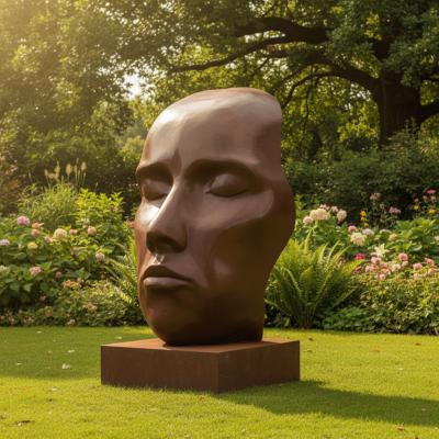 China Modern Large Outdoor Bronze Human Face Sculpture Antique Metal Art Statue for Garden Park Yard Decor Custom Size for sale