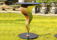 China Modern Corten Steel Bird Drinking Bowl Sculpture Custom Size 150cm Tall Outdoor Metal Art for sale