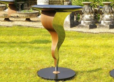 China Modern Corten Steel Bird Drinking Bowl Sculpture Custom Size 150cm Tall Outdoor Metal Art for sale