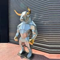 China Geometric Stainless Steel Minotaur Sculpture 180cm Height with LED Light for Garden Decoration for sale