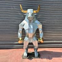 China Geometric Stainless Steel Minotaur Sculpture 180cm Height with LED Light for Garden Decoration for sale