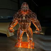 China Geometric Painted Stainless Steel Gorilla Sculpture 180cm Height for Garden Decoration for sale