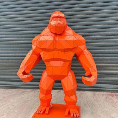 China Geometric Painted Stainless Steel Gorilla Sculpture 180cm Height for Garden Decoration for sale