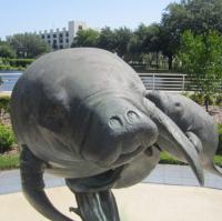 China Large Bronze Manatee Sculpture Custom Size Coastal Garden Decor Marine Animal Outdoor Art Statue for sale