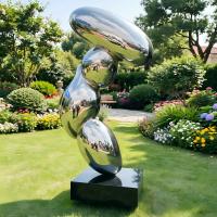 China Stainless Steel Abstract Sculpture 245cm Mirror Polished Metal Art for Villa Public Square for sale