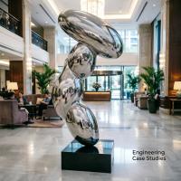 China Stainless Steel Abstract Sculpture 245cm Mirror Polished Metal Art for Villa Public Square for sale