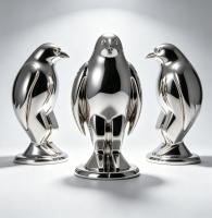 China Custom Stainless Steel Penguin Sculpture 180cm Polished Finish for Public Spaces for sale
