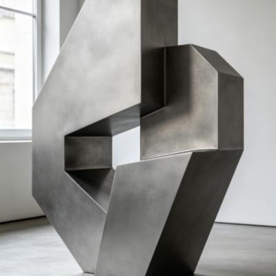 China Custom Stainless Steel Geometric Abstract Sculpture for Outdoor Landscaping 2m Height for sale
