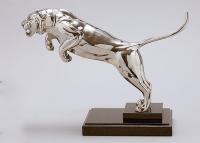 China Life Size Polished Stainless Steel Tiger Sculpture 150 cm for Garden Decoration for sale