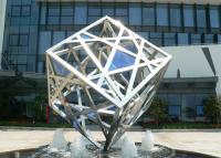 China Large Stainless Steel Cube Sculpture Fountain Outdoor Waterfall 120cm Custom Size for sale