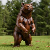 China Custom Life Size Bronze Bear Sculpture Outdoor Garden Statue Realistic Animal Art Patina Finish for sale