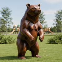 China Custom Life Size Bronze Bear Sculpture Outdoor Garden Statue Realistic Animal Art Patina Finish for sale